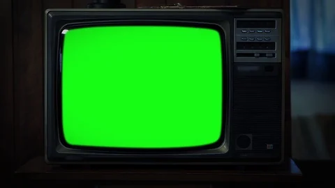 80s TV with Green Screen at Night. Zoom ... | Stock Video | Pond5