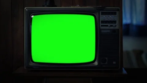 80s TV with Green Screen at Night. Zoom ... | Stock Video | Pond5