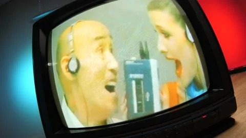 80s Walkman TV Ad on Old CRT Television ... | Stock Video | Pond5