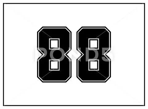 88 number classic american, college style font. Uniform letter in black ...