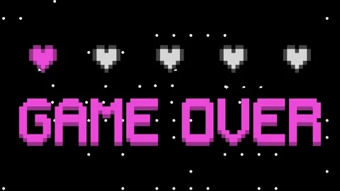 8bit Retro Pixel Game Over Black screen ... | Stock Video | Pond5