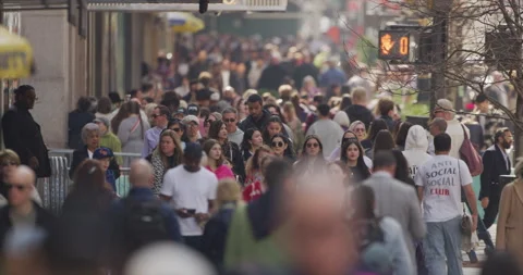 8K Crowd of people walking street in New... | Stock Video | Pond5