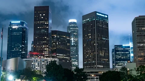 8K Los Angeles Downtown Clouds Moving Th... | Stock Video | Pond5