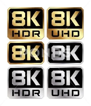 8K resolution logos: Royalty Free Illustration #124955658