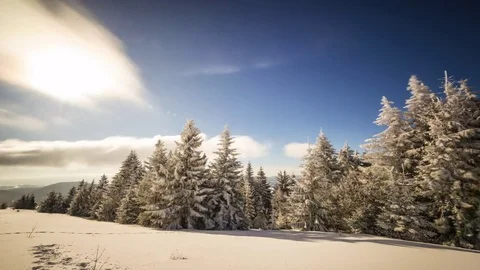 8K Sundown time lapse in winter mountain | Stock Video | Pond5