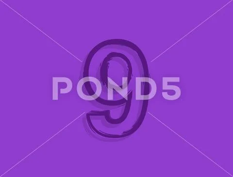 9 number font, hand drawn brush stroke. Modern, elegant calligraphic ...
