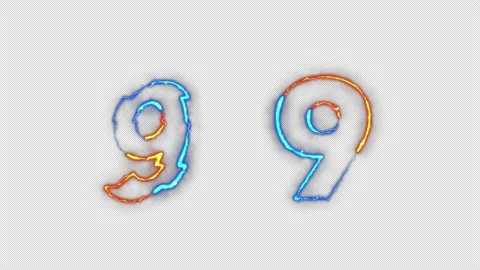 9 Numbers Syber Light Font, Alpha Channe... | Stock Video | Pond5