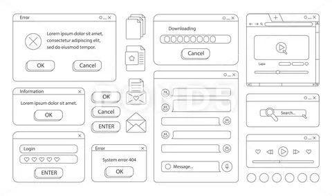 90s retro vaporwave old desktop user interface elements.: Royalty Free ...
