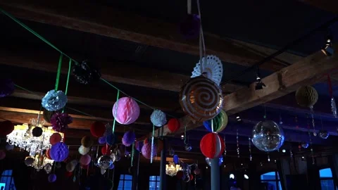 90s style ceiling decorations | Stock Video | Pond5