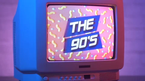 THE 90s Text on Vintage Old TV Screen CR... | Stock Video | Pond5