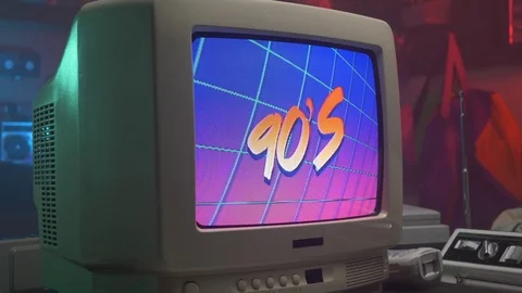 90s Title Text on a Vintage TV Screen Re... | Stock Video | Pond5