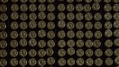 9mm ammo bullets top down shot | Stock Video | Pond5