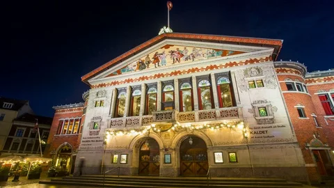 Aarhus, Denmark, theatre building in cen... | Stock Video | Pond5
