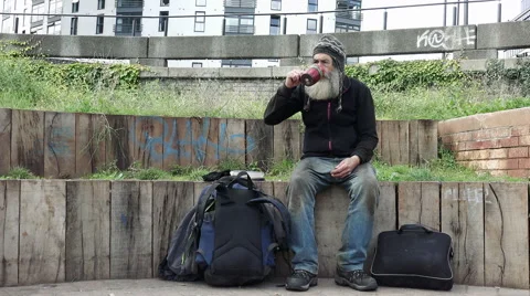 abandoned and rejected old man drinking ... | Stock Video | Pond5