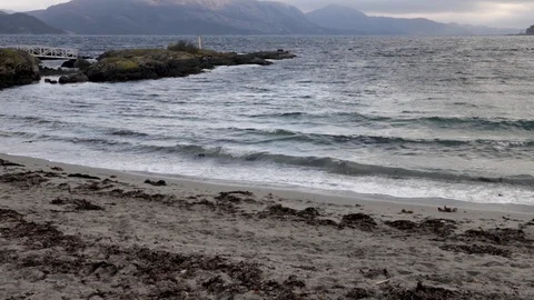 Abandoned beach in the fall waves | Stock Video | Pond5