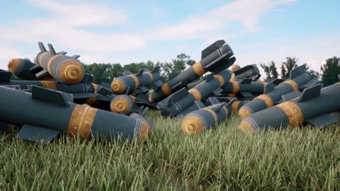 An abandoned cache of unexploded bombs, ... | Stock Video | Pond5