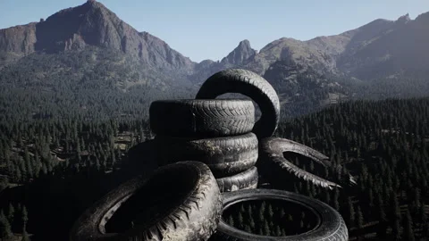 Abandoned car tires in mountains | Stock Video | Pond5