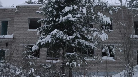 abandoned two-story brick building with ... | Stock Video | Pond5