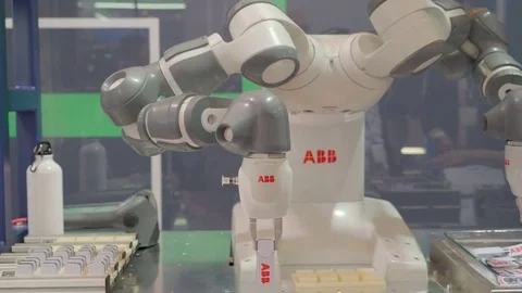 An ABB robotic machine with the rotating... | Stock Video | Pond5