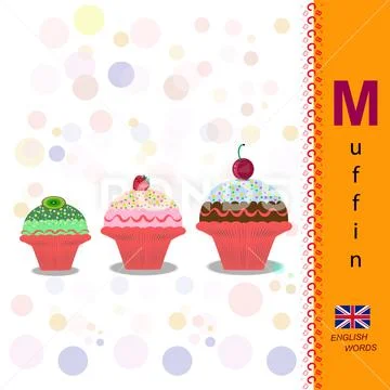 ABC. Alphabet. The letter M Sliced muffin. Fresh bakery ~ Clip Art ...