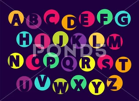 ABC Letters, Color Font Sample Isolated on Black ~ Clip Art #95832147