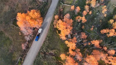 Above view showing a beautiful back road... | Stock Video | Pond5
