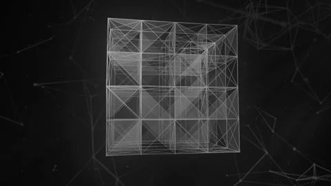 Abstract 3d cube of plexus matter on a b... | Stock Video | Pond5
