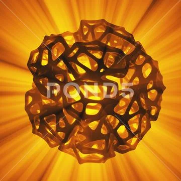 Abstract 3d rendering concept of high poly sphere with chaotic mesh ...