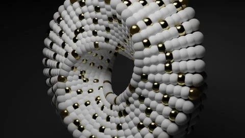 Abstract 3D Torus with White and Gold Sp... | Stock Video | Pond5