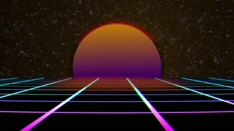 Abstract 80s Retro Neon Grid with Sunset... | Stock Video | Pond5
