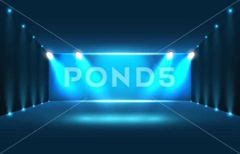 Abstract background of room theater with blue stage light Illustration ...