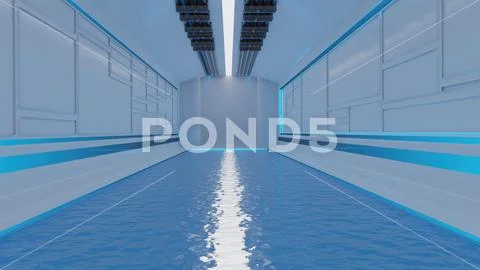 Abstract background of Sci Fi pool tunnel Modern Futuristic Spaceship ...