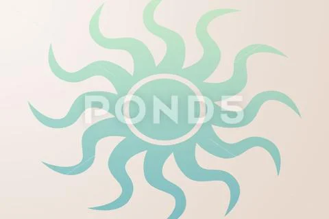 Abstract Big Mint Green Sun Design On White Gradient Background. ~ Clip ...