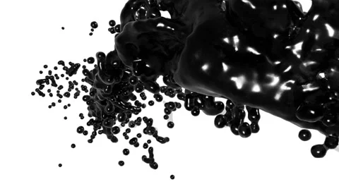 Abstract black liquid flow on white back... | Stock Video | Pond5