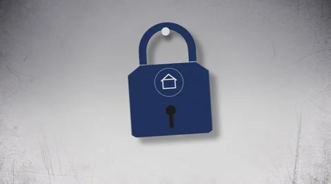 Abstract blue lock with house symbol fla... | Stock Video | Pond5