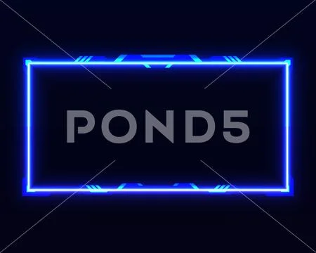 Abstract blue neon border frame stream overlay gui screen panel ...
