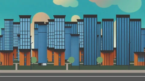 Cartoon City Buildings Stock Footage ~ Royalty Free Stock Videos | Pond5