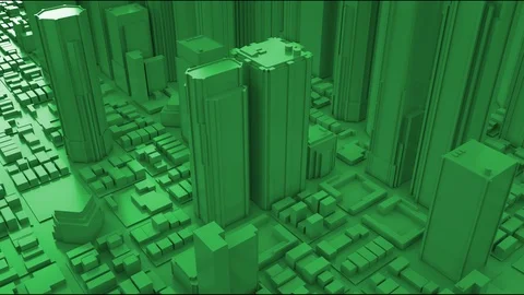 Abstract City Render. Skyline aerial vie... | Stock Video | Pond5