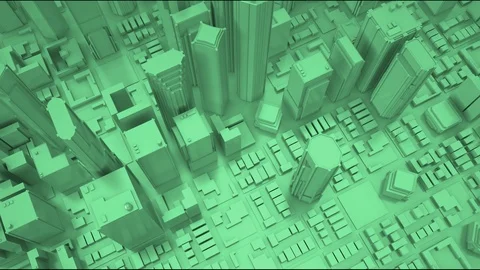 Abstract City Render. Skyline aerial vie... | Stock Video | Pond5