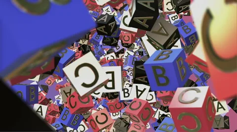 Abstract flying alphabet cubes in differ... | Stock Video | Pond5