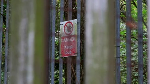 Abstract focus pull of a danger keep out... | Stock Video | Pond5