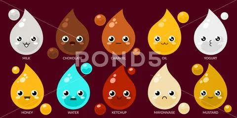Abstract Food Drop Vector Flat Cartoon Character Illustration ...