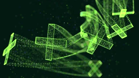 Abstract glow green particles form 3d ob... | Stock Video | Pond5