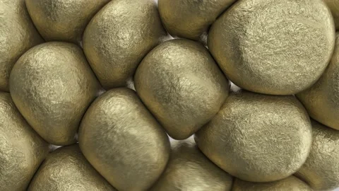 Abstract gold foil squishy spheres. | Stock Video | Pond5