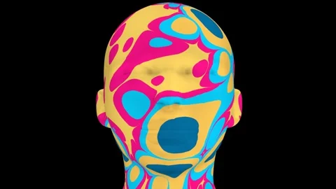 Abstract head in colored liquid spots on... | Stock Video | Pond5