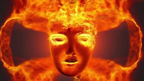 Abstract head of fire in burning flames ... | Stock Video | Pond5