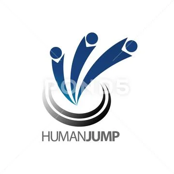 Abstract human jump logo concept design. Symbol graphic template ...