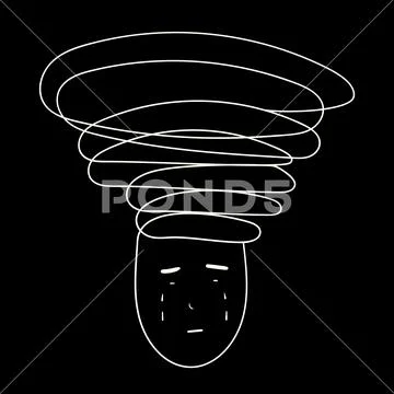 Abstract line art of sad man face illustration: Royalty Free #233946510