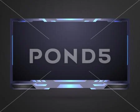 Abstract live stream overlay metal video screen border frame template ...