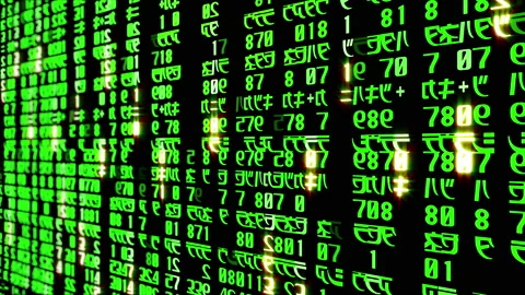 The abstract matrix code is moved in the... | Stock Video | Pond5